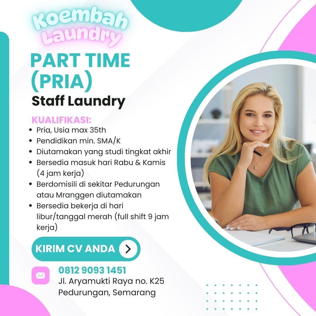 Lowongan Kerja Staff Laundry (Part Time) di Koembah Laundry - LokerSemar.id