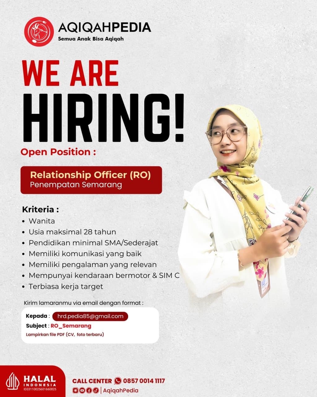 Lowongan Kerja Relationship Officer (RO) di Aqiqah Pedia - LokerSemar.id