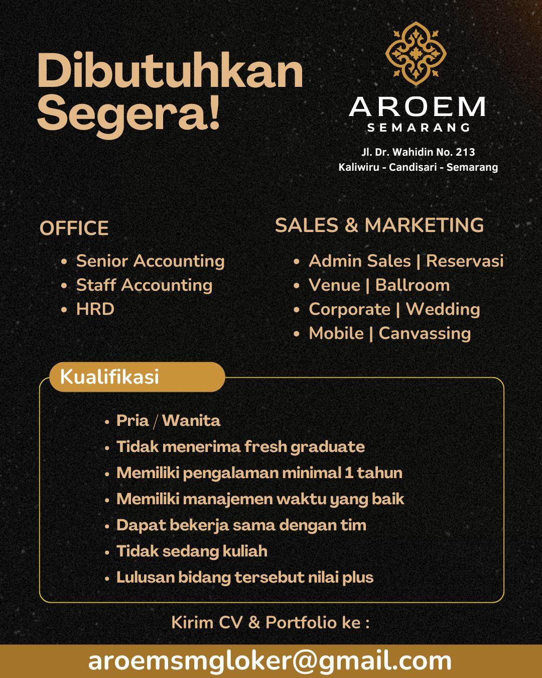 Lowongan Kerja Senior Accounting - Staff Accounting - HRD - Sales ...