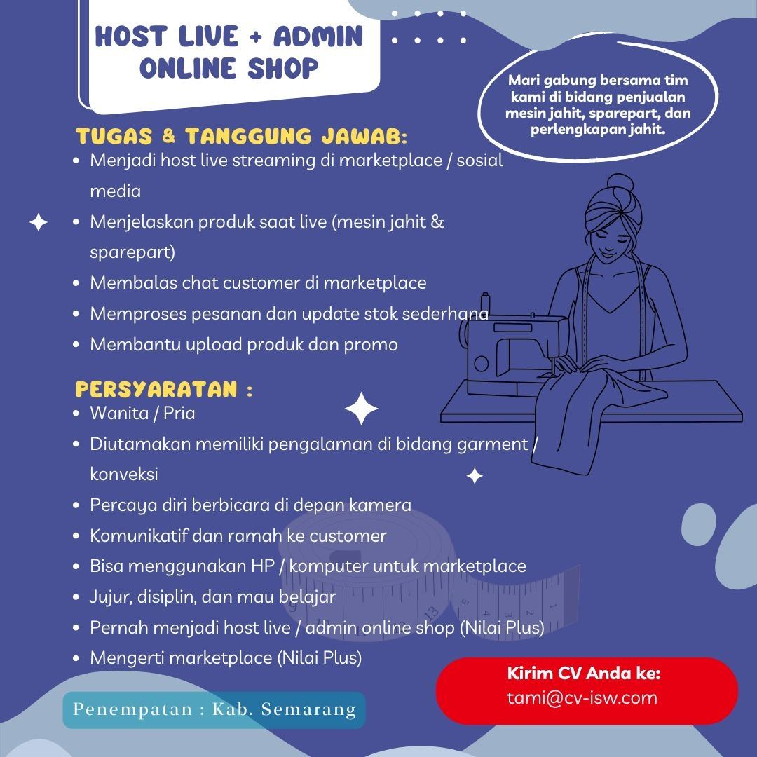 Lowongan Kerja Host Live dan Admin Online Shop di CV. Indo Sakura ...