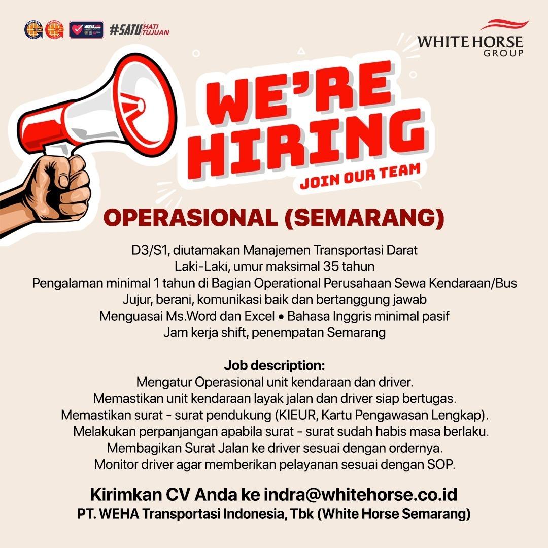 Lowongan Kerja Operasional di PT. WEHA Transportasi Indonesia (White ...