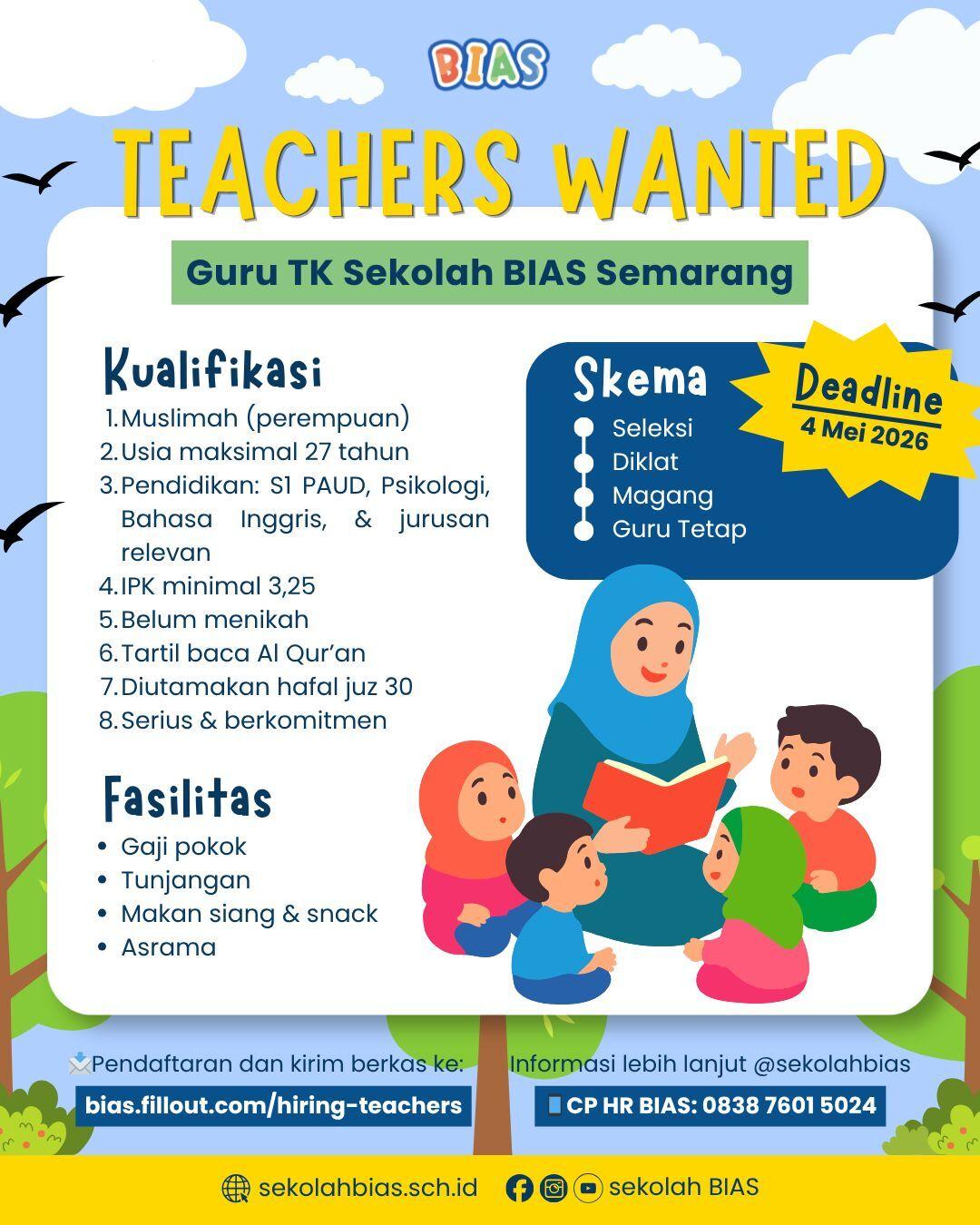 Lowongan Kerja Guru TK di Sekolah BIAS Semarang - LokerSemar.id